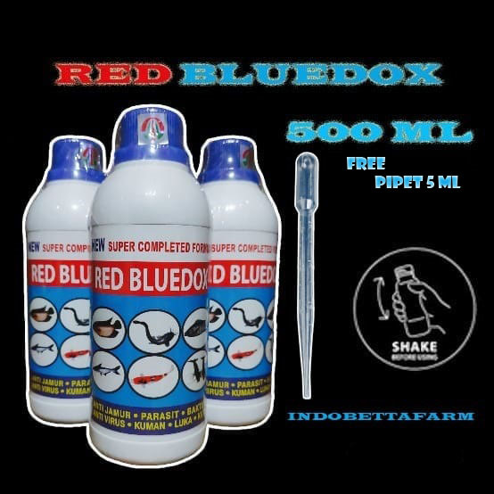 Jual RED BLUEDOX 500 ML OBAT BIRU IKAN OBAT KUTU IKAN FREE PIPET 5 ML ...