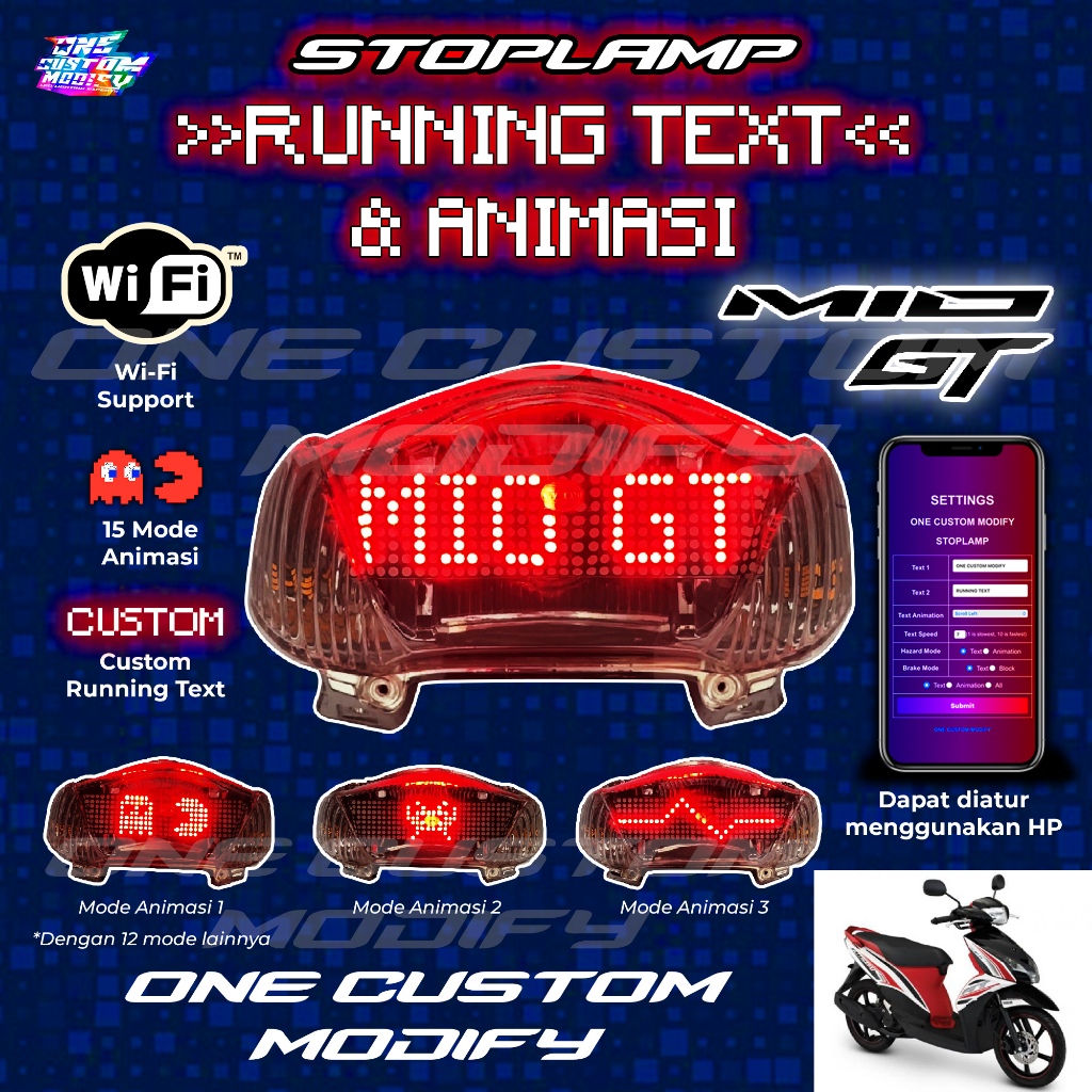 Jual Stoplamp Running Text Animasi Mio J-GT Lampu LED Rem Belakang ...