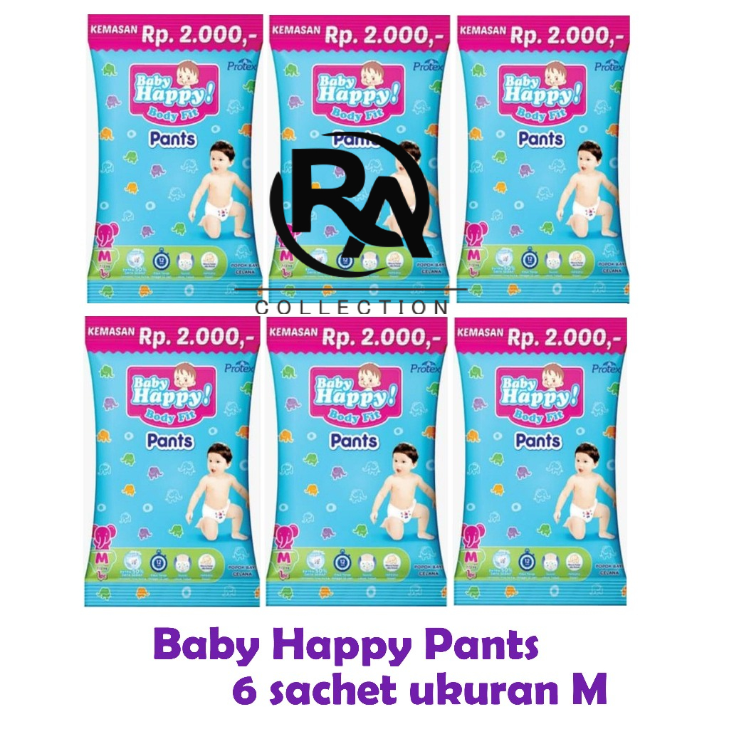 Jual Baby Happy Pants 1 Renceng SIZE M / L / XL Isi Popok 6 Sachet ...
