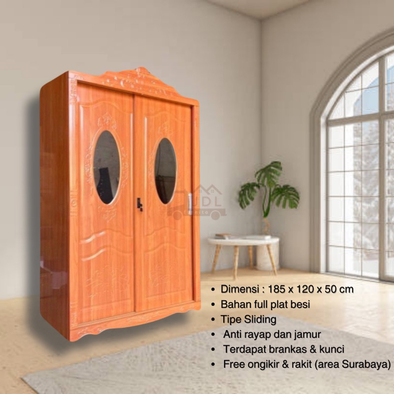 Jual Lemari Pakaian Besi Sliding (Putih & Coklat) - Lemari classic ...