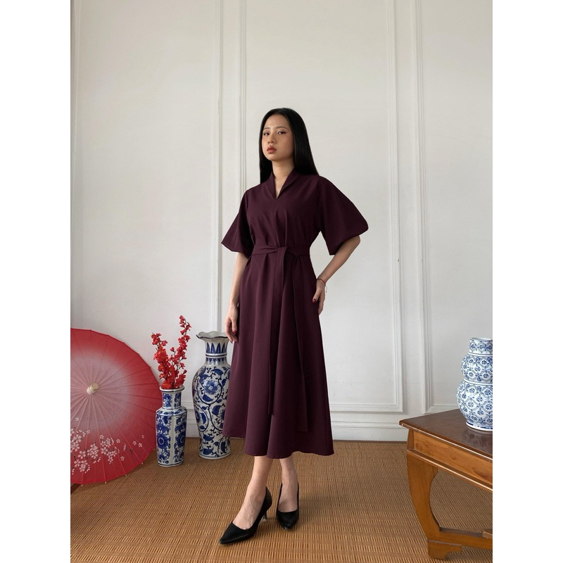 Jual Wei Dress / Dress Midi Wanita / Dress Premium Semi Wool / Dress ...