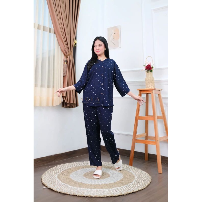Jual One set monica motif/ polos By Nola | Shopee Indonesia