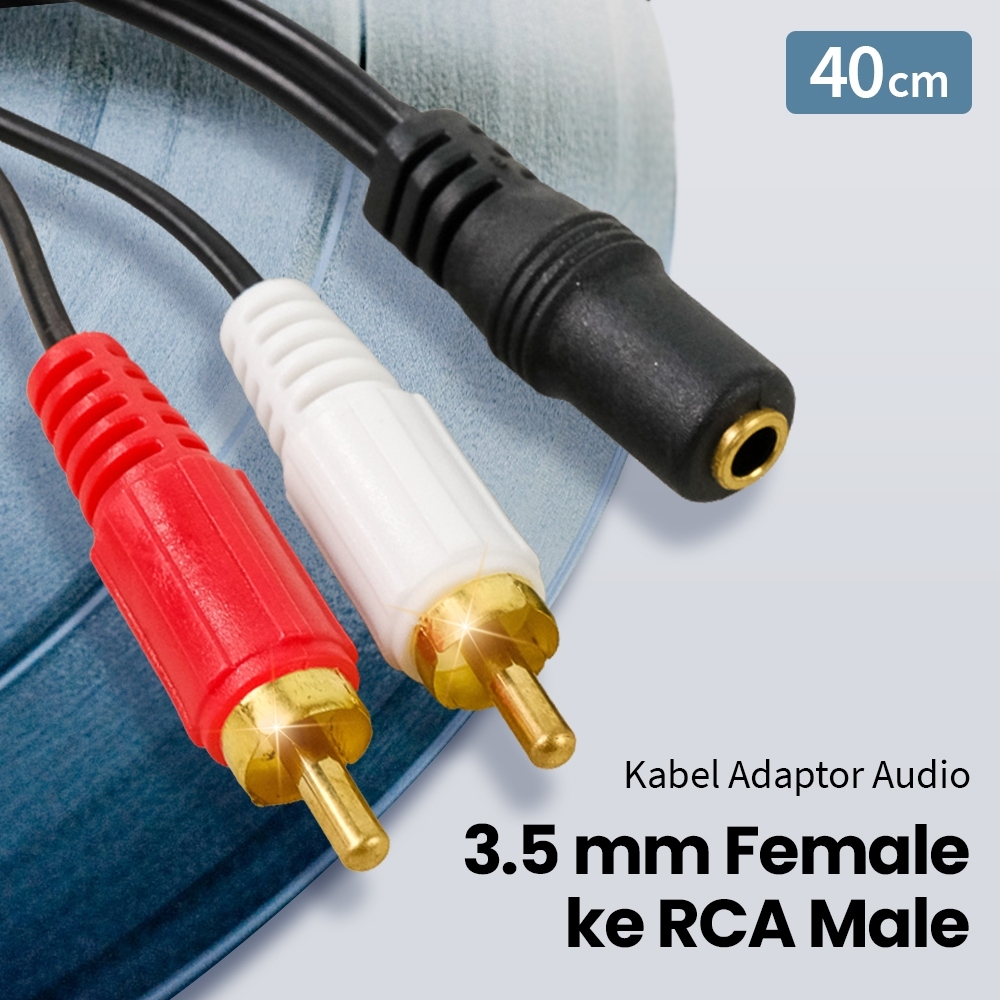 Jual KABEL ADAPTER AUDIO 3.5MM FEMALE KE RCA MALE HIFI 40 CM Kabel Audio aux 2 in 1 Jack 3.5mm ...