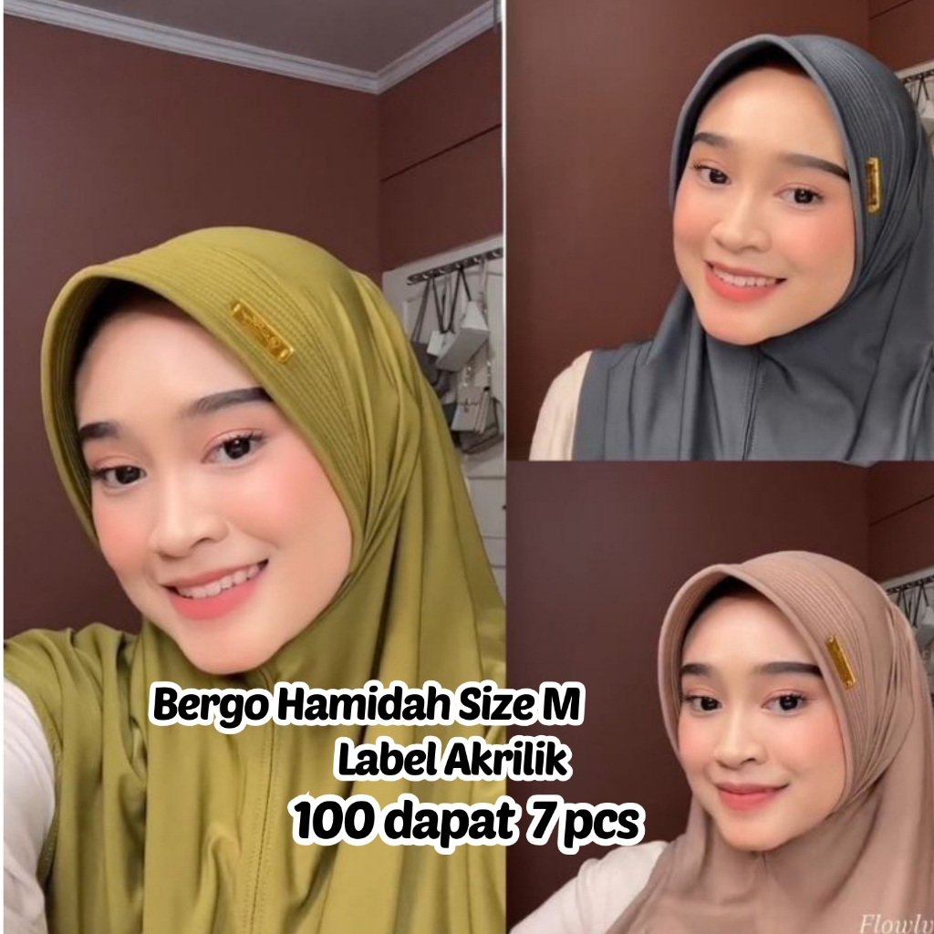Jual Paket Usaha 7pcs Bergo Hamidah Size M Label Akrilic By Nabila Hijab | Shopee Indonesia