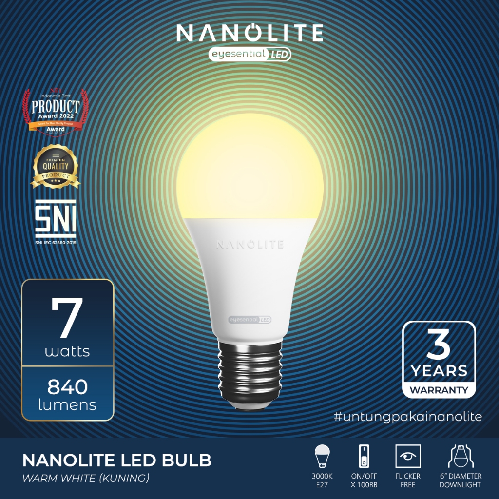 Jual Nanolite Lampu LED Bulb 7W 3000K Kuning | Shopee Indonesia