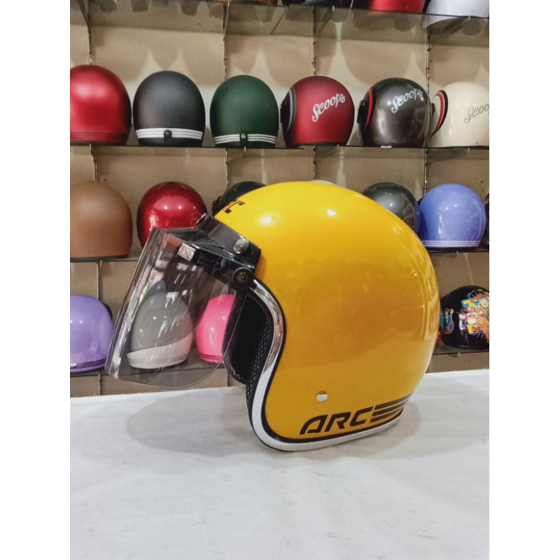 Jual ARC Aizo List Chrome Helm Bogo Warna Kuning Glossy BerlabelSNI COD ...