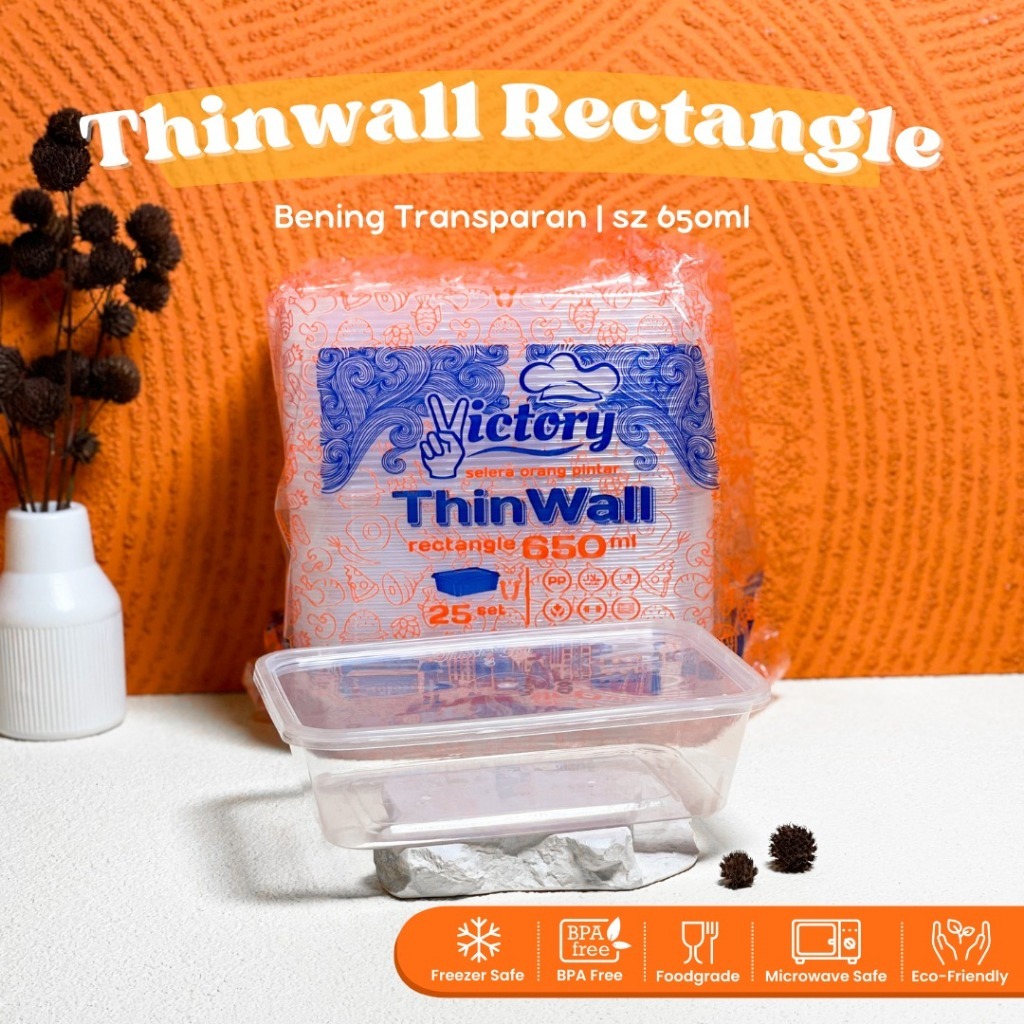 Jual Thinwall Rectangle 650ml Kotak Makan Plastik Rectangle