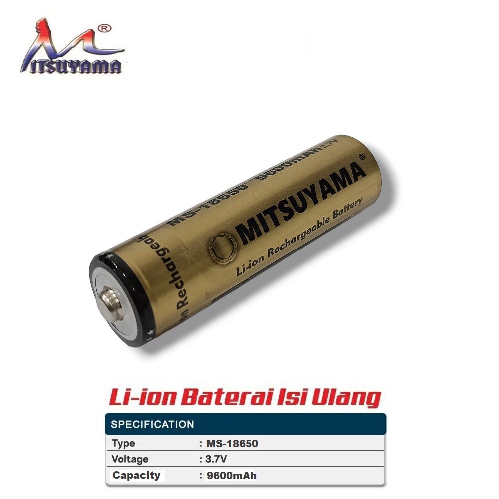 Jual Baterai Li-ion 18650 3,7V Isi Ulang 9600mAh Mitsuyama | Shopee Indonesia