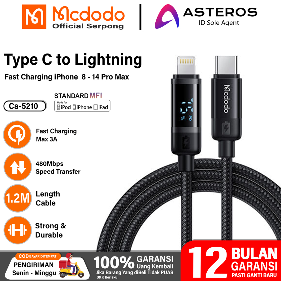 Jual MCDODO Kabel Data For iPhone USB to Lightning, C to Lightning Fast ...