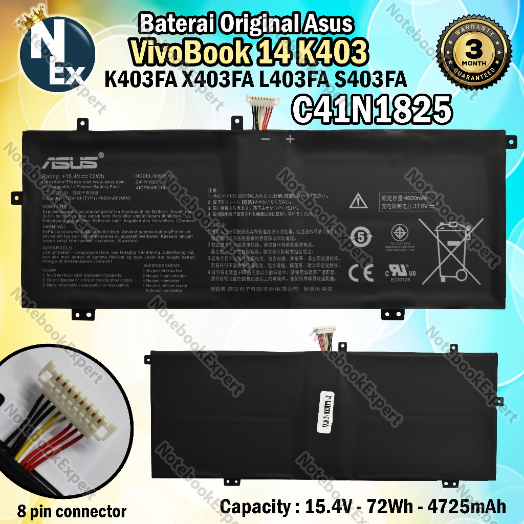 Jual Baterai Asus VivoBook 14 K403 K403FA X403FA L403FA S403FA C41N1825 Ori | Shopee Indonesia