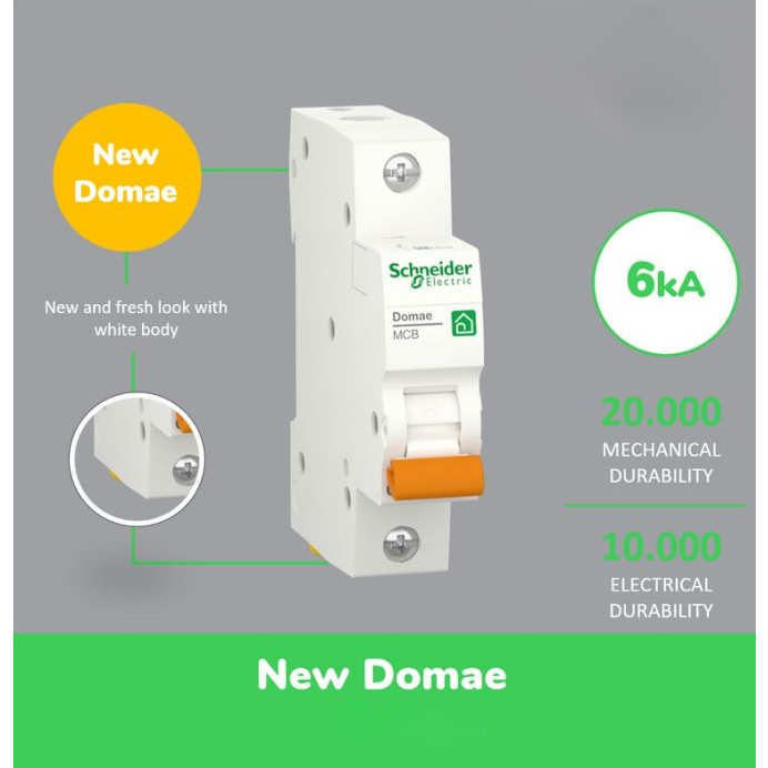 Jual Skring Sikring MCB Schneider New Domae 6Ka 1 Pass Phase 1P 1Pass ...