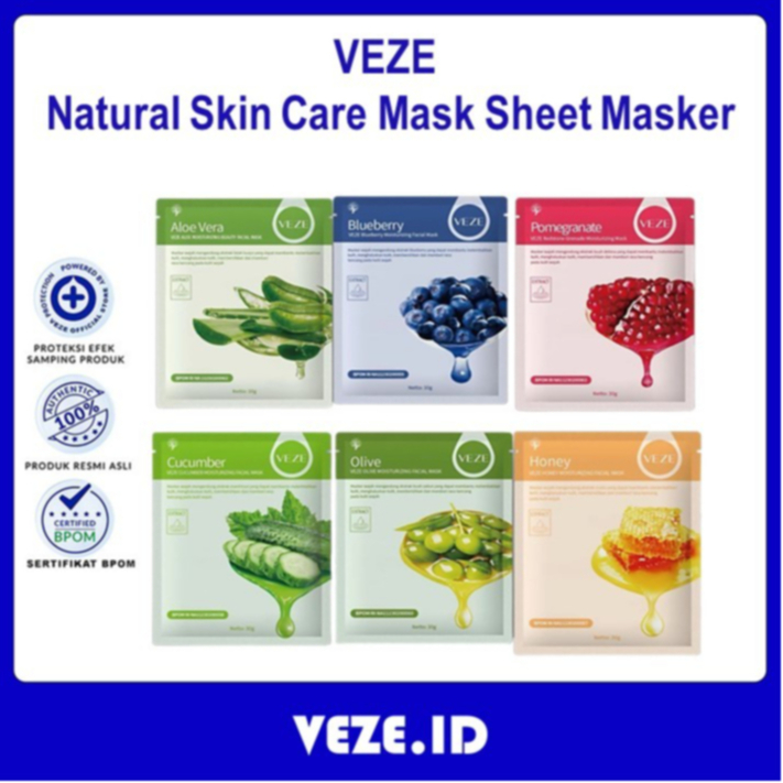 Jual BPOM VEZE Natural Skin Care Mask Sheet Masker VEZE Original ...