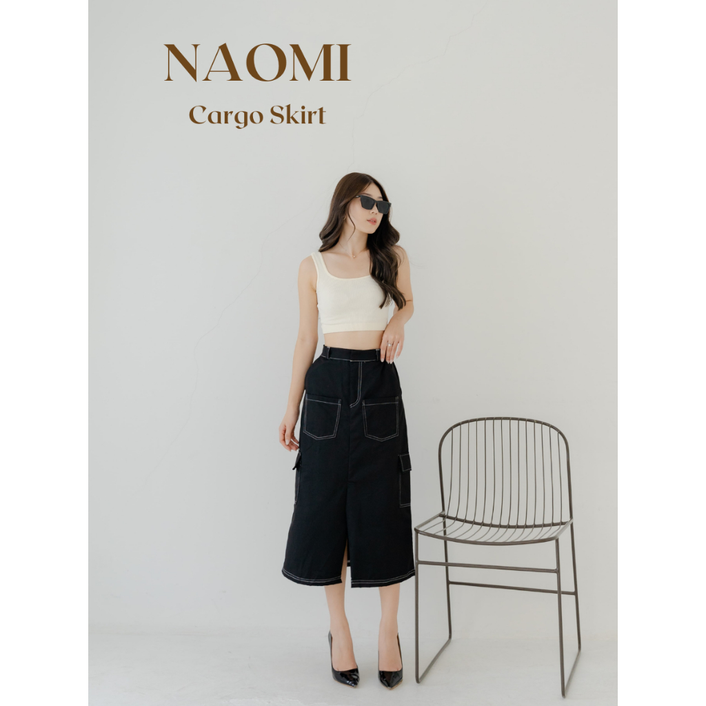 Jual Naomi Cargo Midi Skirt / Rok Cargo Midi / Basic Skirt Cewe / Rok ...