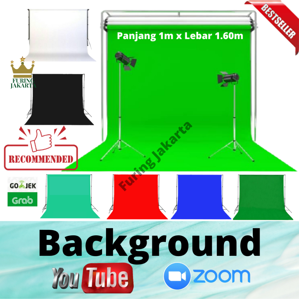 Jual 1 Meter Background Youtuber Backdrop zoom Green Screen | Shopee ...