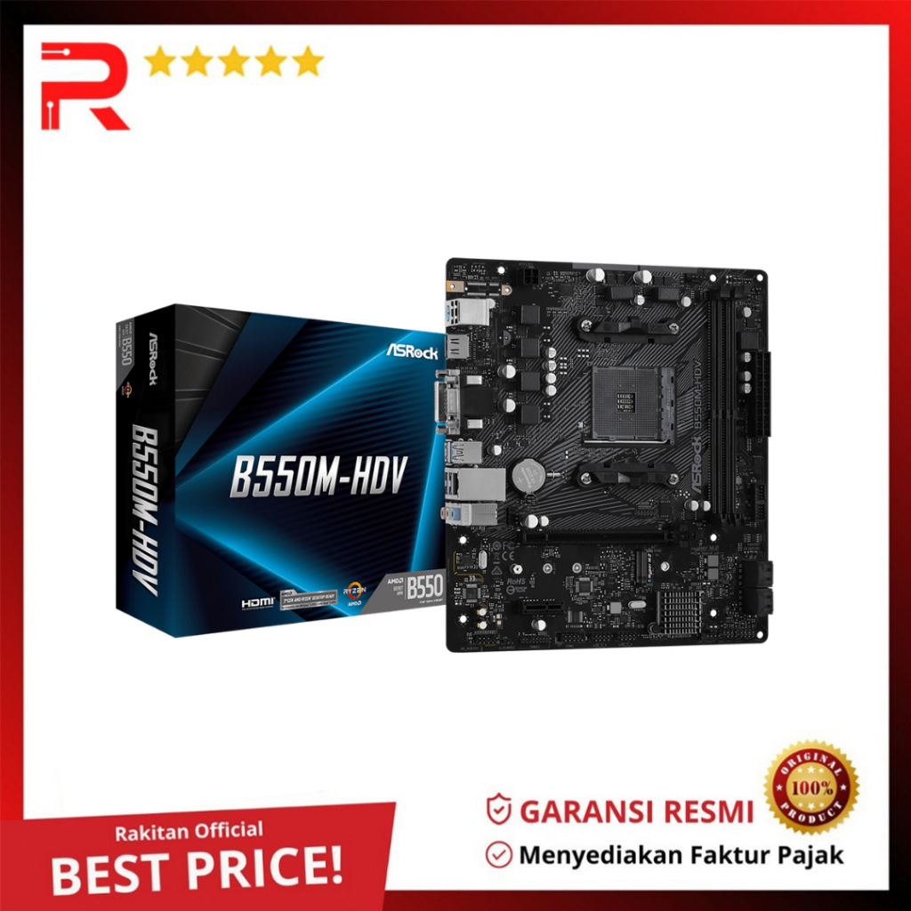 Jual Motherboard ASRock B550M-HDV (AM4, AMD Promontory B550, DDR4, USB3 ...