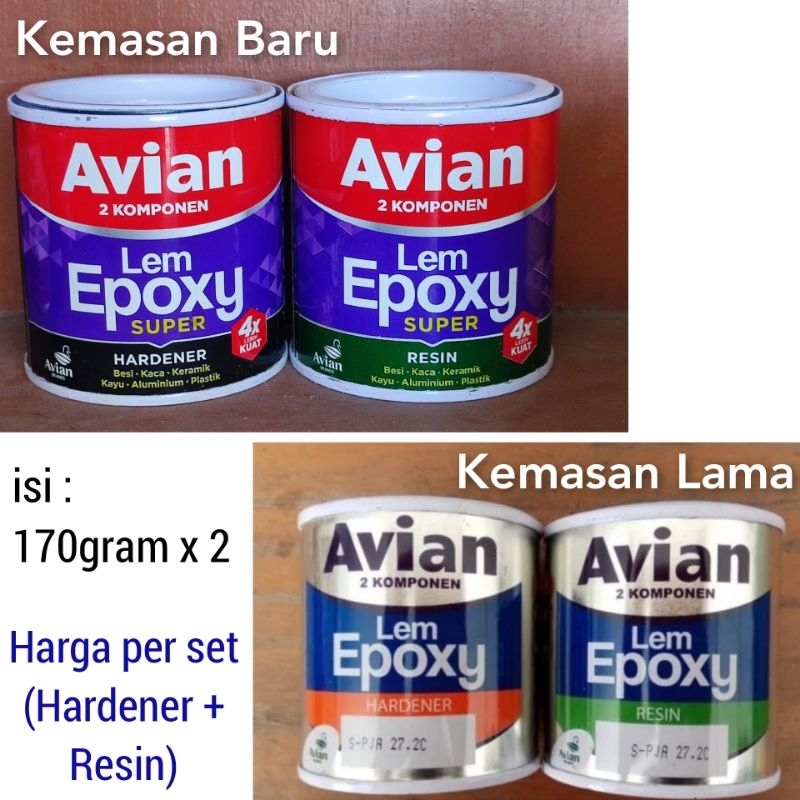 Jual Lem Epoxy Avian 2 komponen kecil 340 gram resin hardener lem Kapal Perahu kayu besi ...
