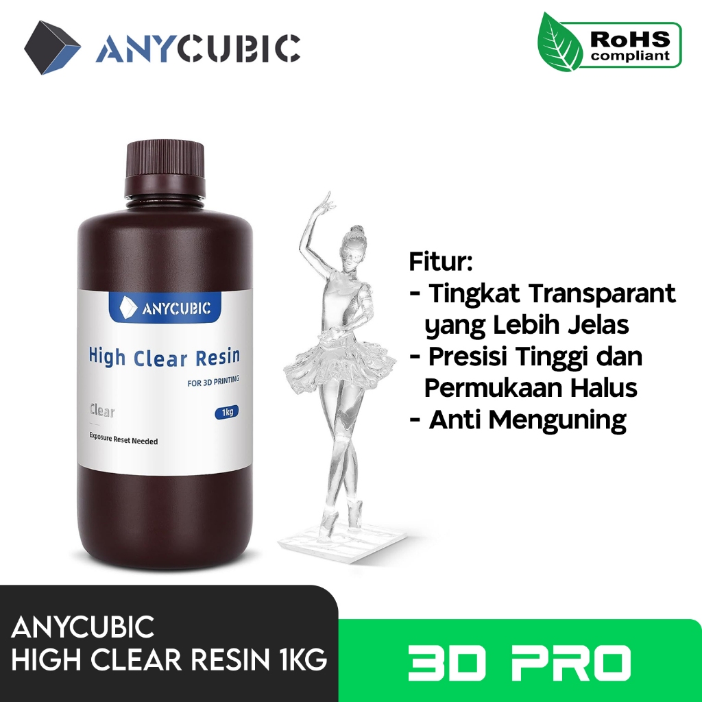 Jual Anycubic High Clear Resin Transparent 3D Printer Resin MSLA DLP ...