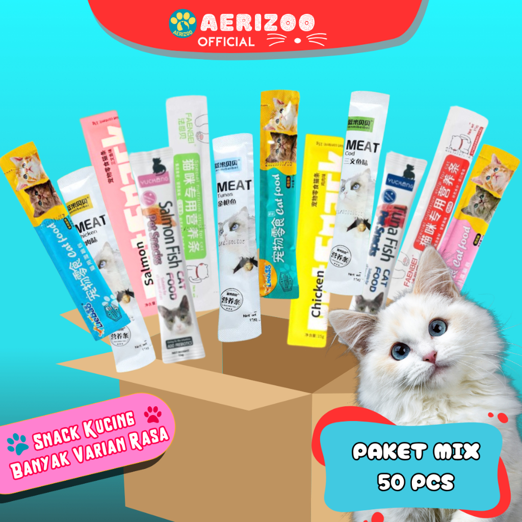Jual Makanan Kucing Camilan Snack Paket 1 Box Semua Rasa Murah Meriah ...