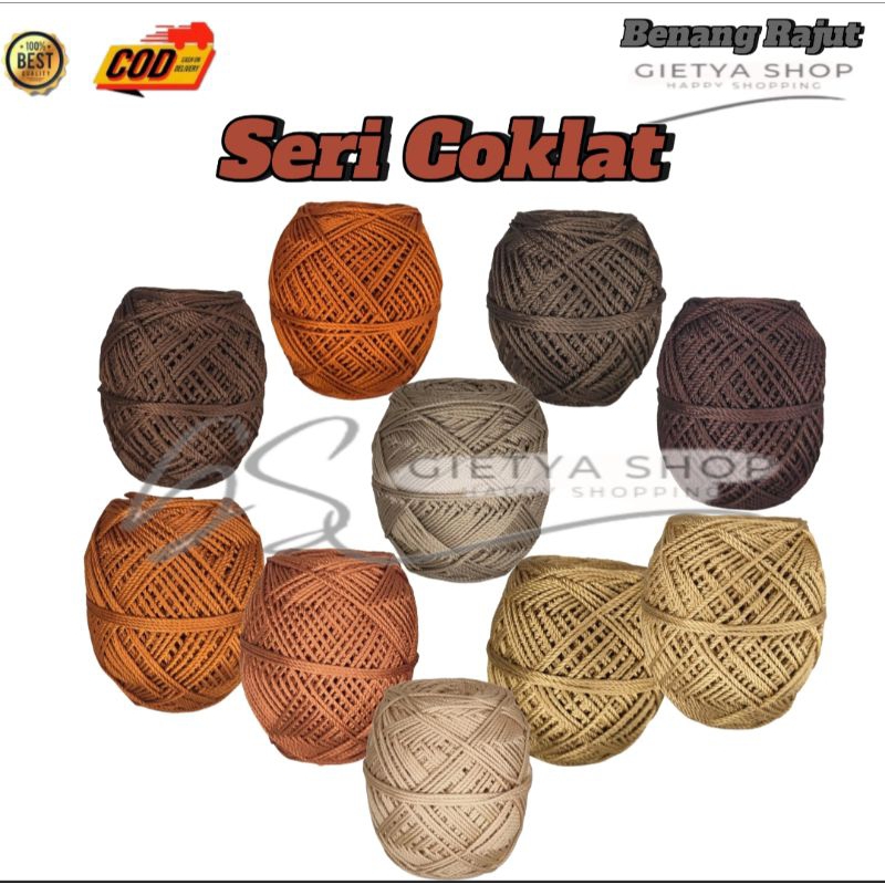 Jual Benang Rajut Polyester Kilap & Dop Seri Warna Coklat | Benang ...