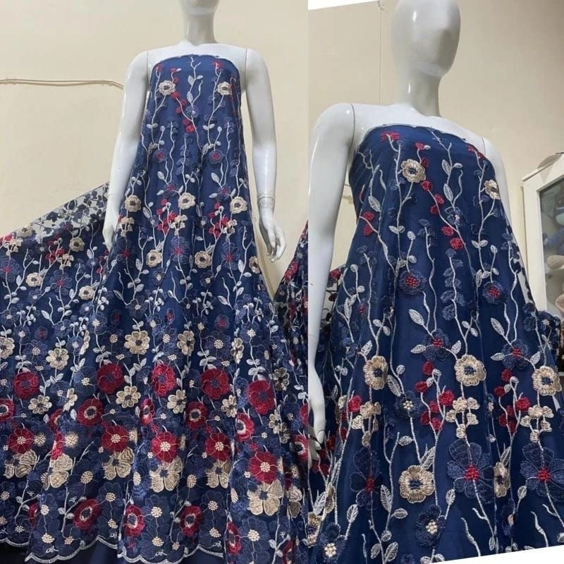 Jual TERMURAH//" Kain tile valentino 3D motif bunga halus tile kebaya ...