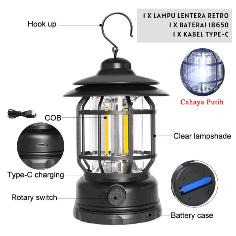 Jual LAMPU LENTERA LED / CAMPING LAMP 3 COB LAMPU TENDA CAMPING TENT ...