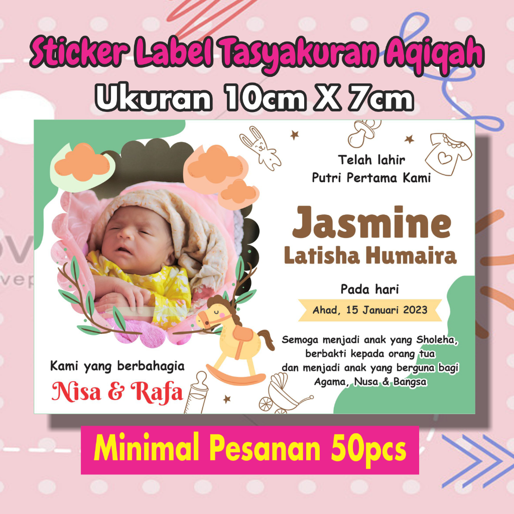 Jual Stiker label syukuran Aqiqah custom bisa pake foto isi 10 Sticker ...
