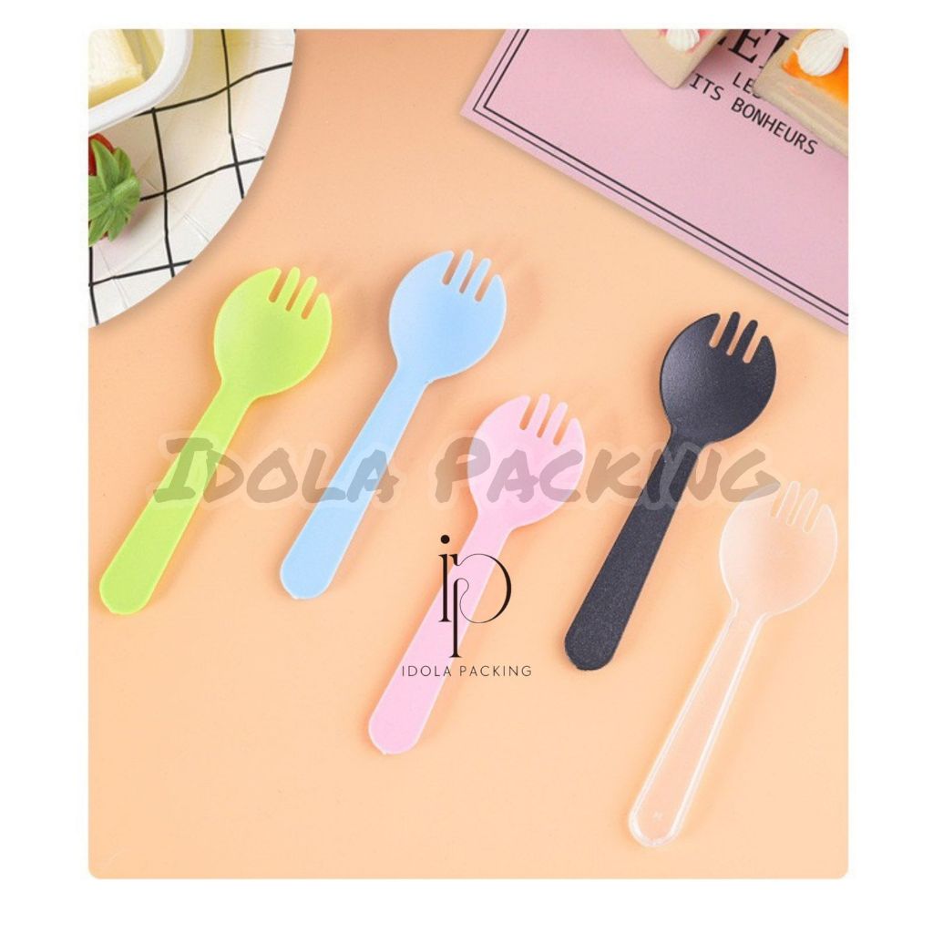 Jual Sendok Garpu 2in1 Kue & Buah / Spork Disposable Foodgrade Sendok ...