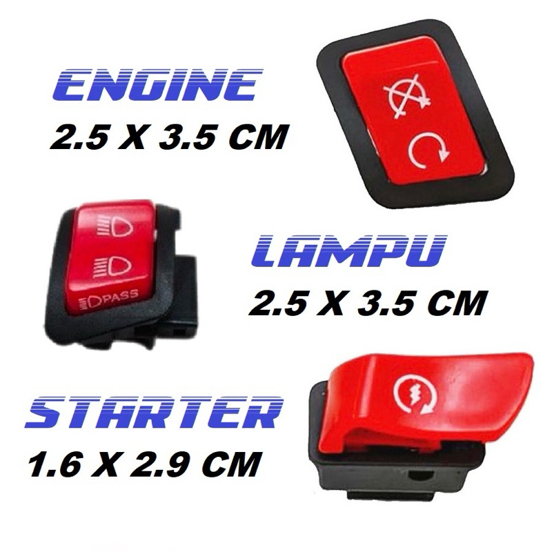 Jual Saklar Tombol Starter Engine Dimmer Warna Merah Vietnam Lampu Beam ...