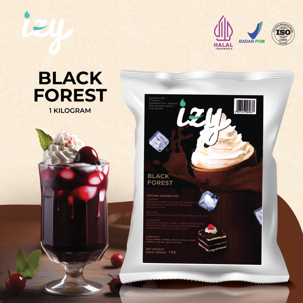 Jual Izy Powder Drink Blackforest - Bubuk Minuman Kue Blackforest 1 Kg ...