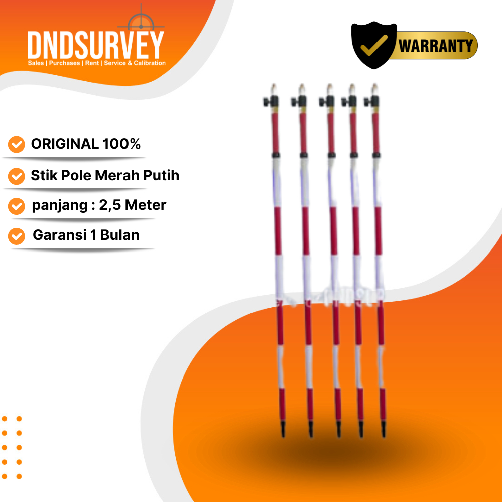 Jual Stik Pole Jalon Survey 2,5 Merah Putih Total Station GNSS Gps Rtk ...