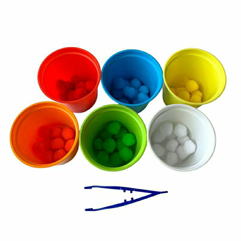 Jual Mainan Sorting Colour Set cup pom pom | Shopee Indonesia