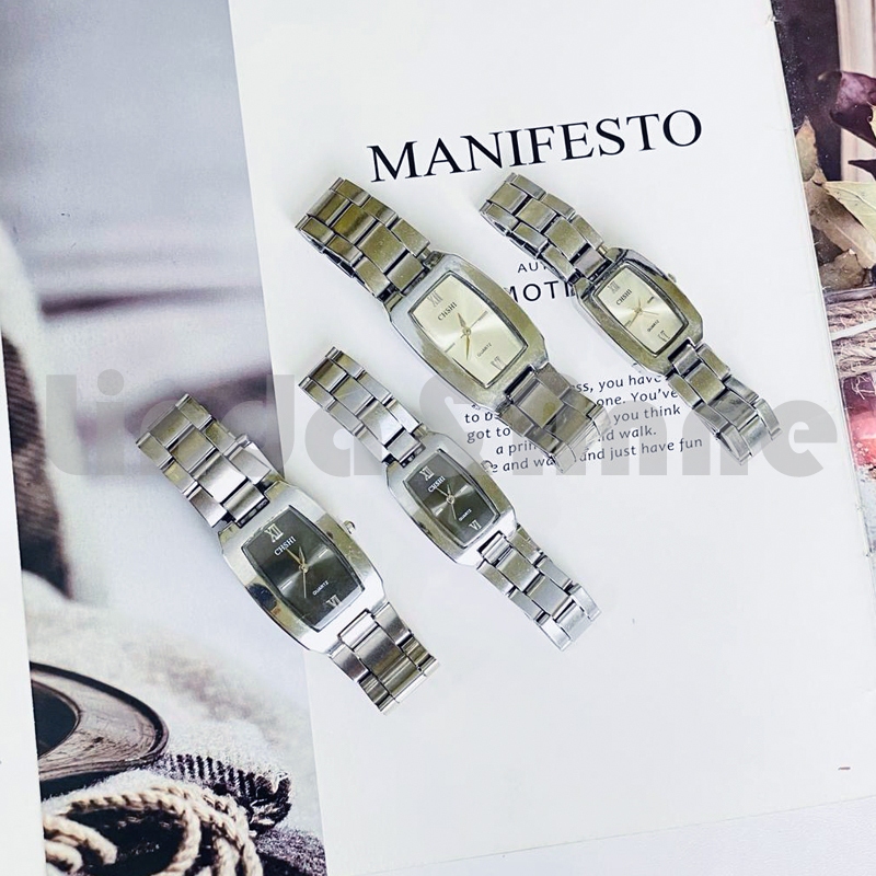 Jual Jam Tangan Rantai Couple Murah Strap Stainless Steel Dial Kotak ...