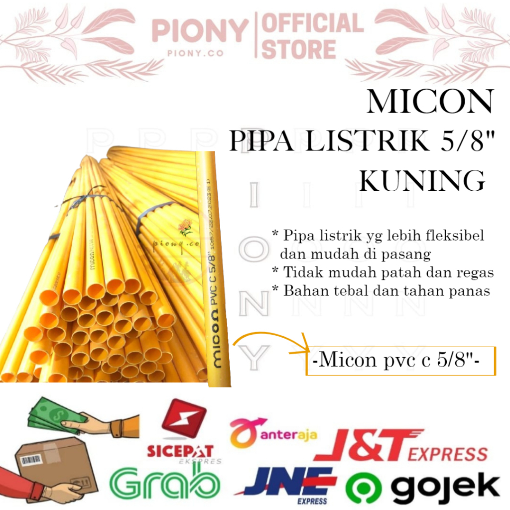 Jual PIPA LISTRIK PVC 5/8" PUTIH KUNING TEBAL ALDERON MICON / PIPA ...