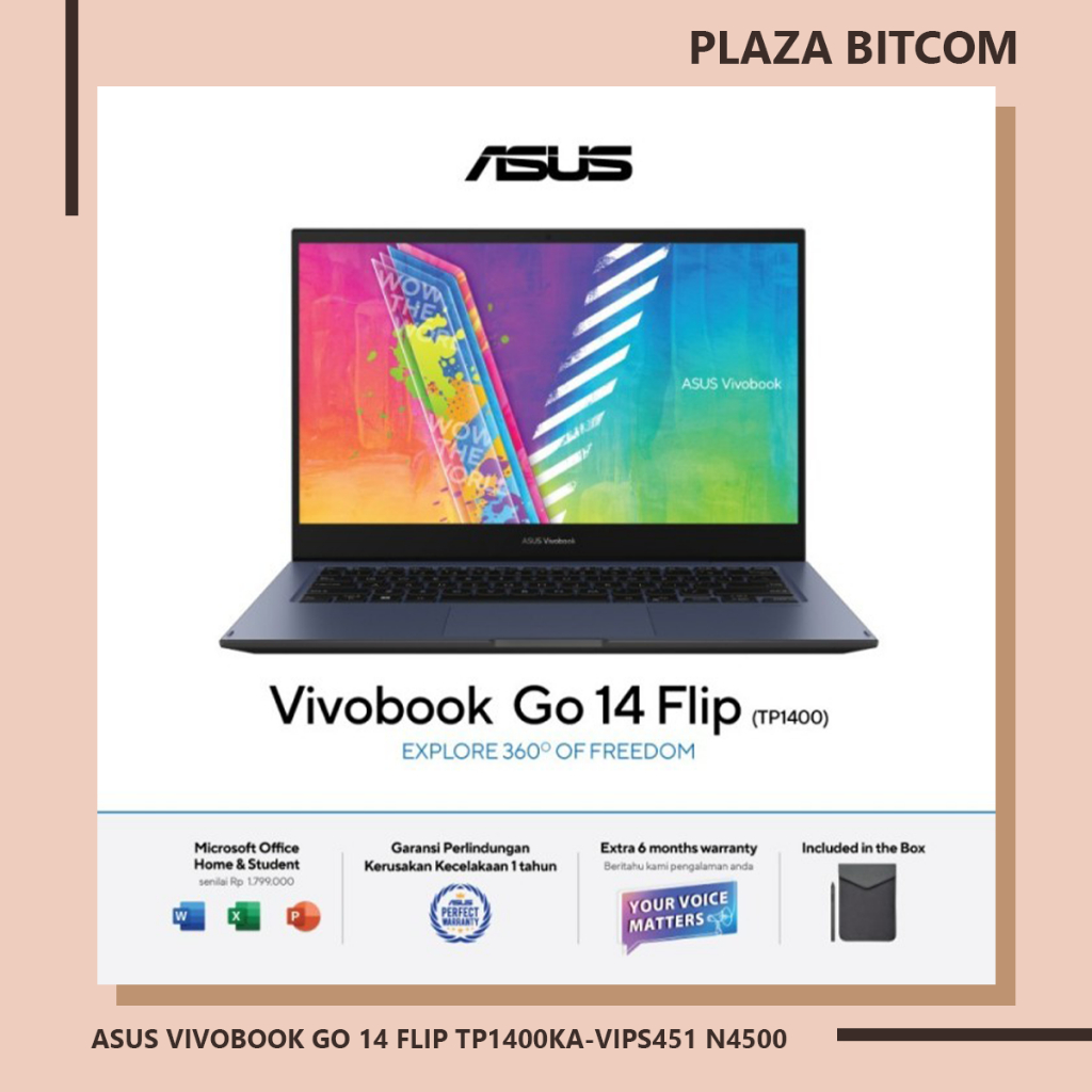 Jual ASUS VIVOBOOK GO 14 FLIP TP1400KA-VIPS451 N4500/8G/512G/W11+OHS21 ...