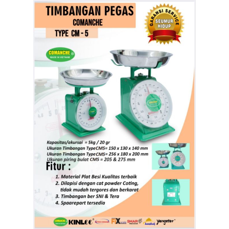 Jual Timbangan Duduk Pegas Comanche CMC 105 S - 5kg / 20gr | Shopee ...