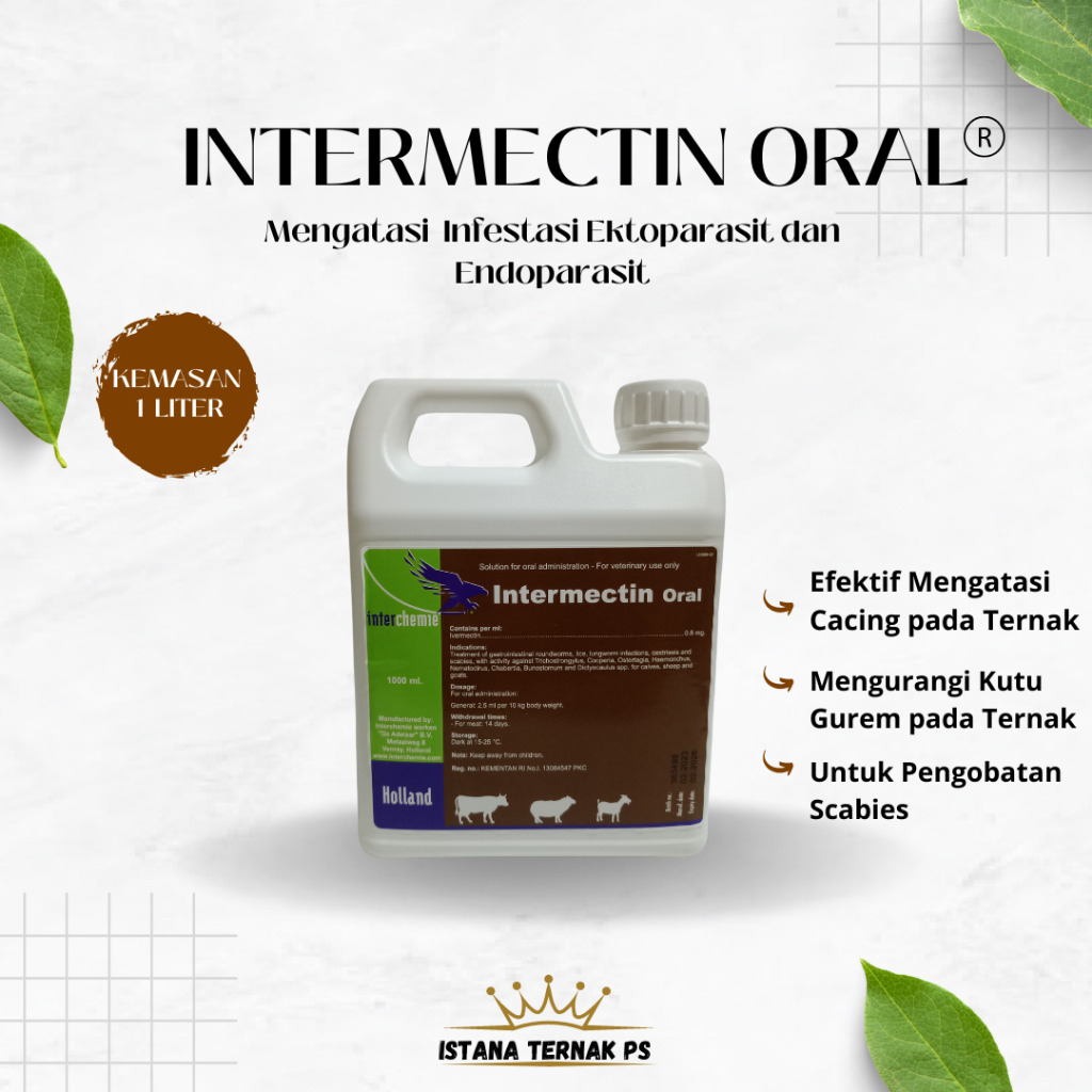 Jual INTERMECTIN ORAL 1 Liter Obat kutu gudik scabies untuk hewan ...