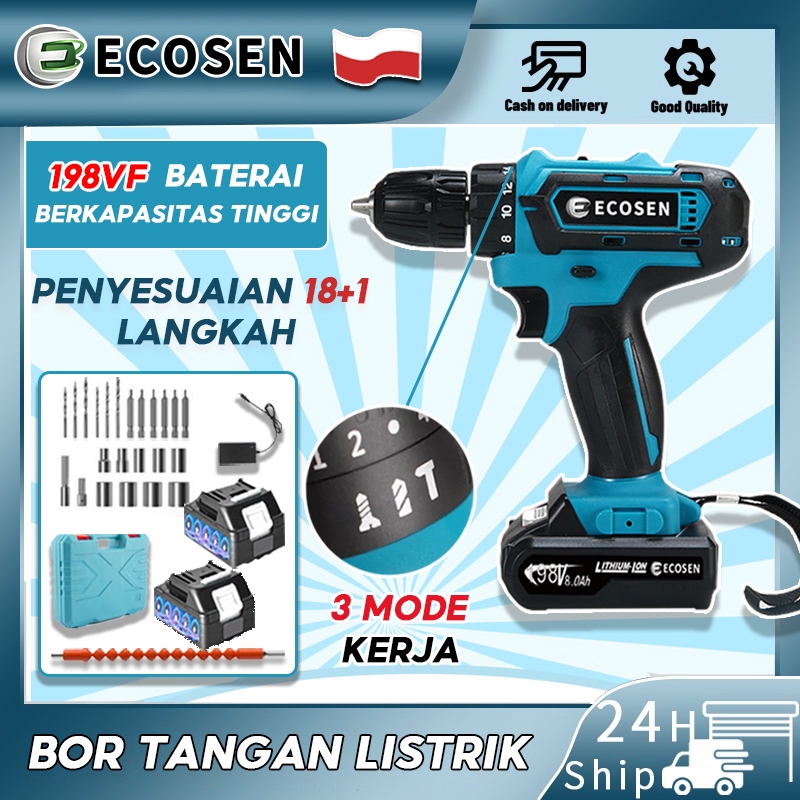 Jual Mesin Bor Baterai Bor cas 198VF Bor Listrik Cordless Drill Battery ...