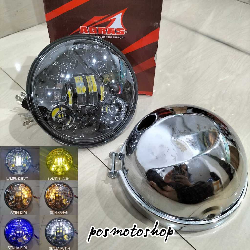 Jual Lampu Daymaker 5.75 inch 16 led senja biru double senja set batok ...