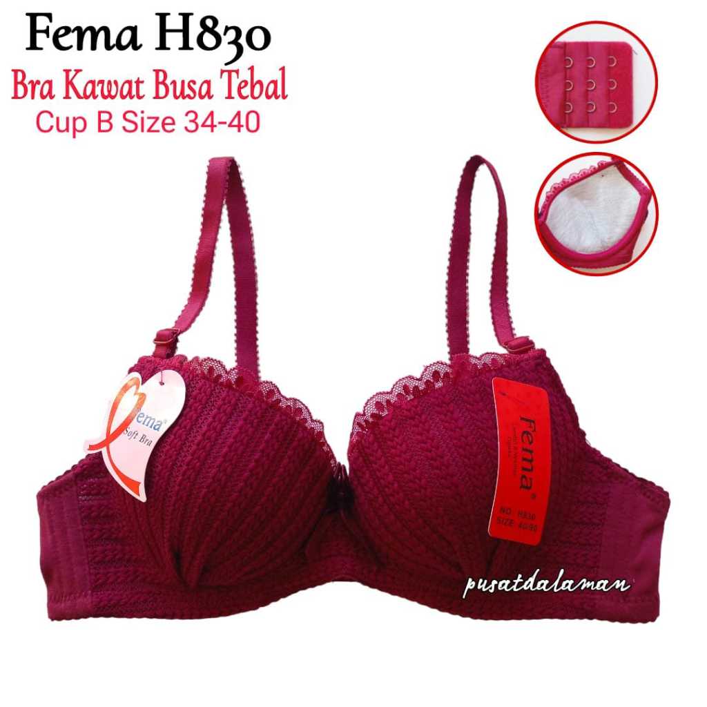 Jual FEMA SOFT BRA 2033 2018 830 BRA KAWAT PUSH UP BRA CUP SEDANG BUSA ...