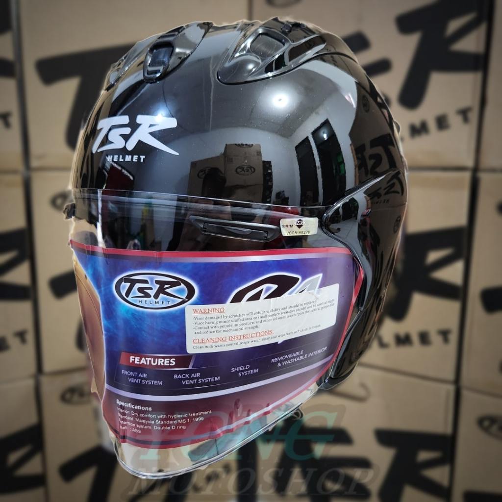 Jual Helm TSR VZ RAM Hitam Glass Black Original Half Face TSR Helmet ...