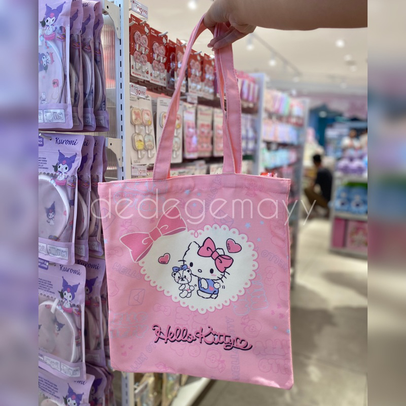Jual Miniso x Sanrio - Totebag pink hello kitty | Shopee Indonesia