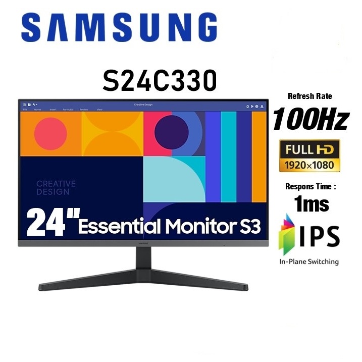 Jual Monitor Samsung 24" S24C330 IPS 100hz FreeSync S33GC Garansi Resmi ...