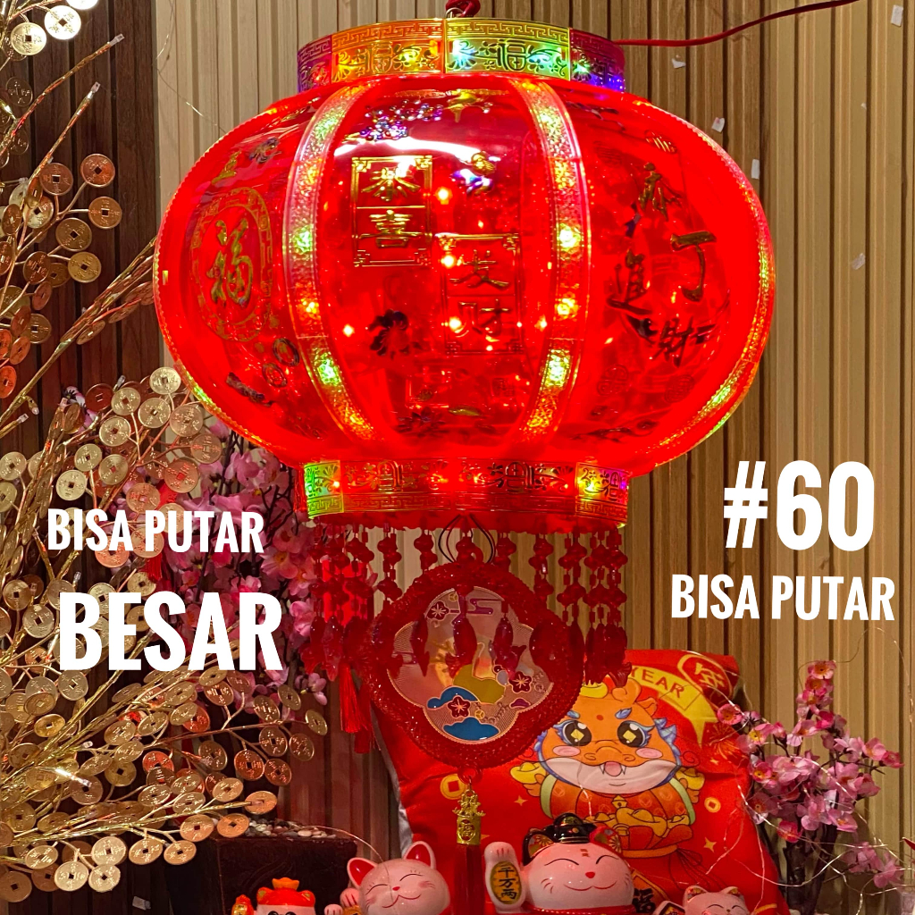 Jual Lampion Lampu Imlek Besar Listrik LED Bisa Putar 360 Derajat / Red ...