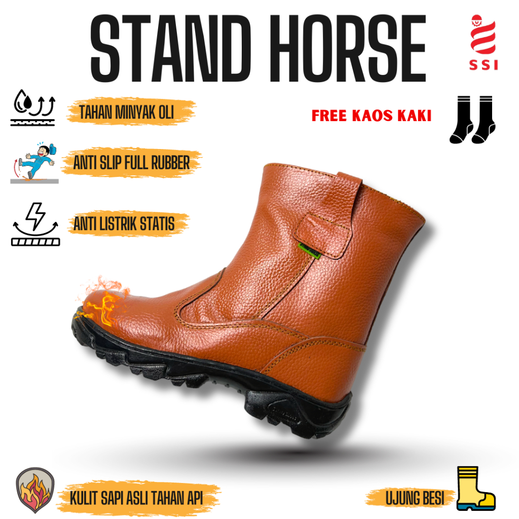 Jual Sepatu Safety Boot Kulit Sapi Asli Ujung Besi Sepatu Lapangan ...