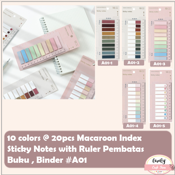Jual LovelyCraftStore | A01 ~ Macaroon Index Sticky Notes for Books ...