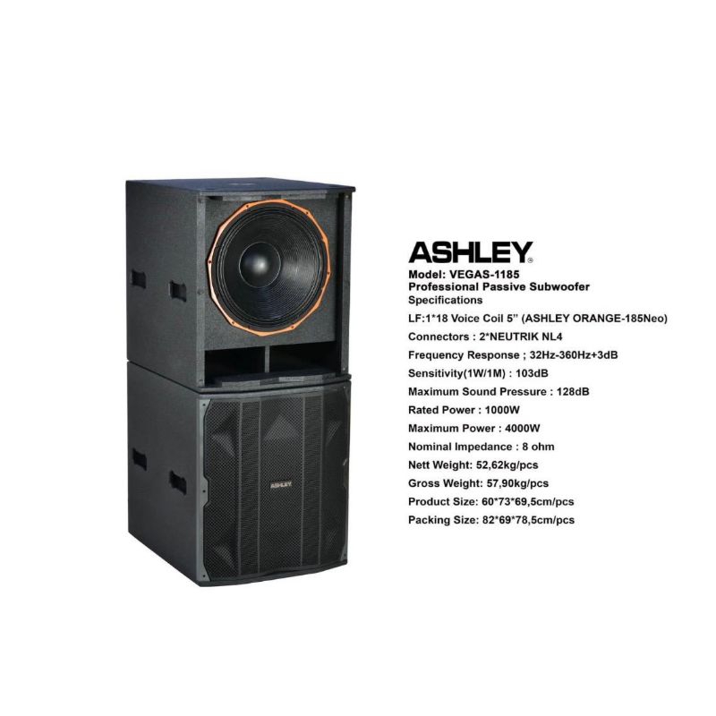 Jual Subwoofer Pasif Ashley Vegas 1185 Original 18 inch Passive ...
