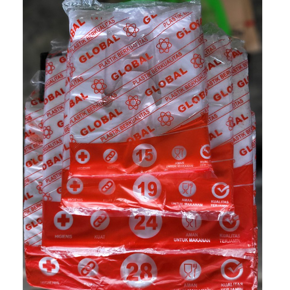 Jual Bungkus Plastik Asoy Merek Global 250 gram ukuran 15, 19, 24, 28 | Shopee Indonesia