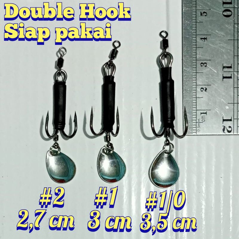 Jual Double Hook kenzi 2/0 siap pakai Blade 1,8cm | Shopee Indonesia
