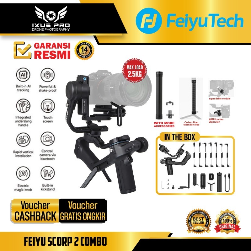 Jual Feiyu SCORP 2 KIT DSLR Mirrorless Camera Stabilizer with AI Tracker | Shopee Indonesia