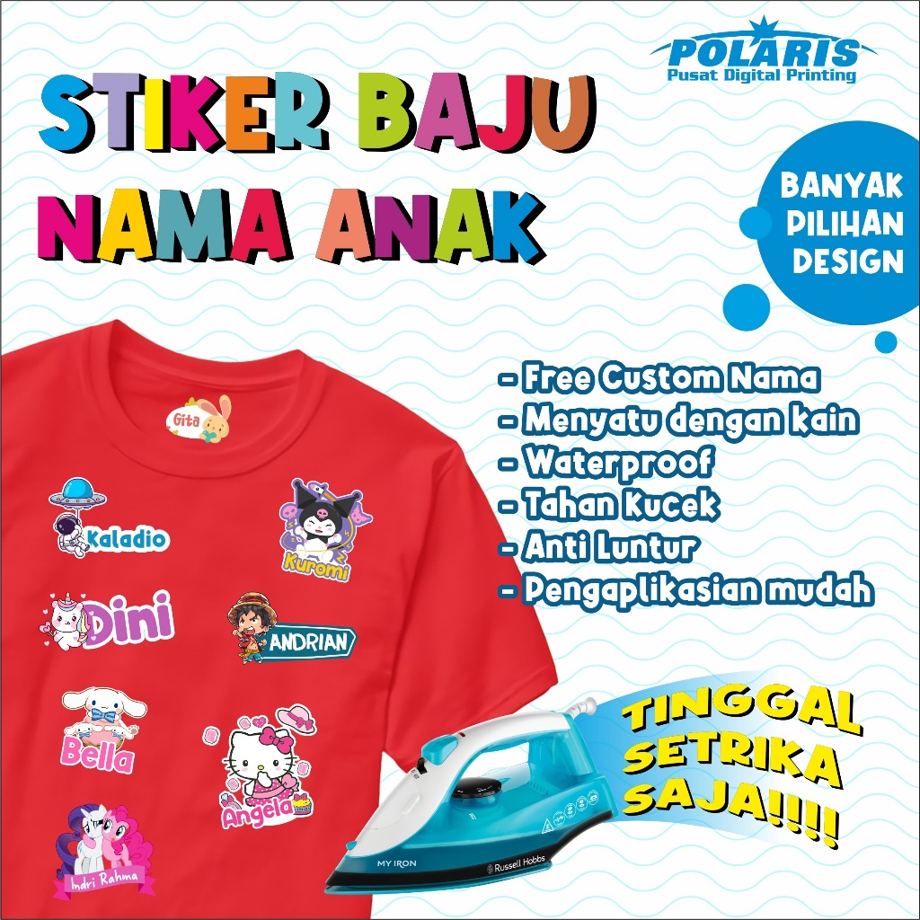 Jual Stiker Sablon Nama Anak / Sablon Setrika Nama Anak / Stiker Kain ...